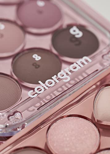 COLORGRAM Pin Point Eyeshadow Palette 02 Pink+Mauve= | Eyeshadow Palette for Daily makeup, Ultra-Blendable, Matte, Glitter, Shimmer Shades
