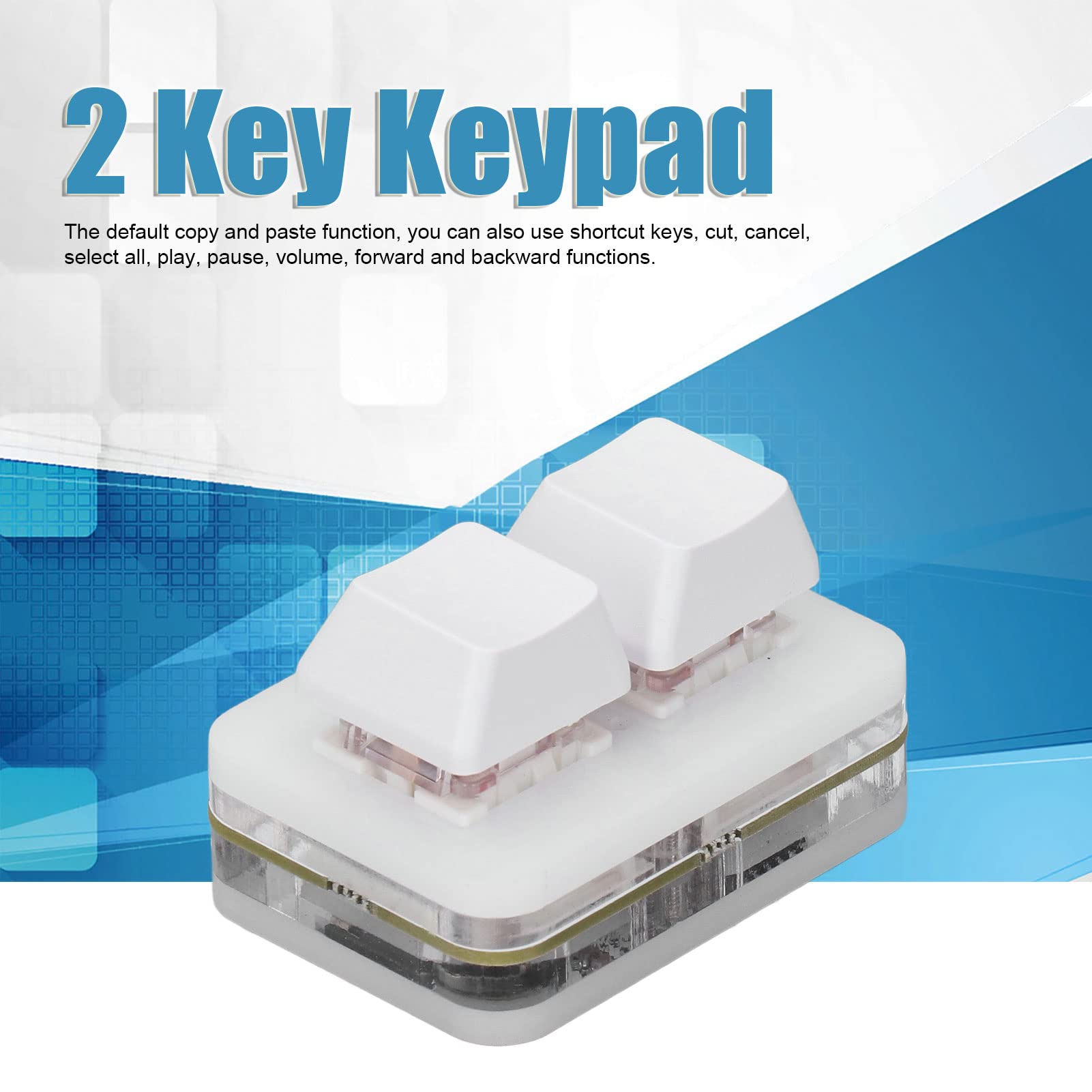 GOWENIC Keypad 2 Keys, Red axis Gaming USB Mechanical Keyboard, Hotswap Mini Keyboard, HID Programming Macro Keys, One Handed Mechanical Gaming Keyboard (White)