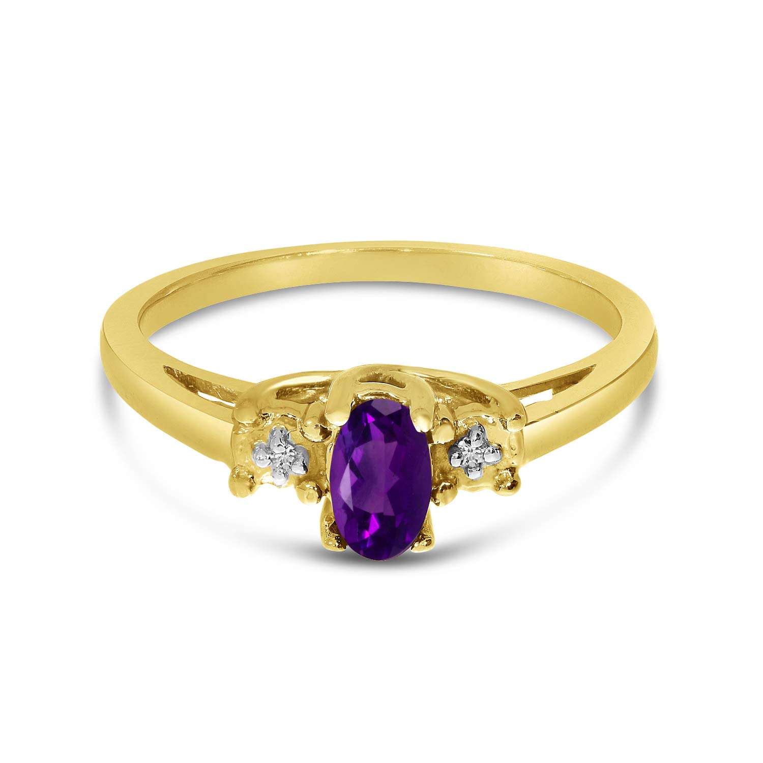 Direct-Jewelry 14k Yellow Gold Oval Amethyst And Diamond Ring (Size 7.5)