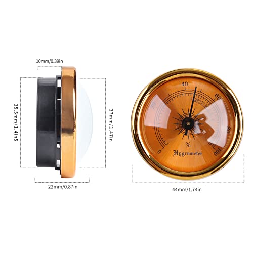 Gold Round Glass Analog Hygrometer For Humidors Gold For Guitar Violin Cabinet File Box 44x44x22mm
