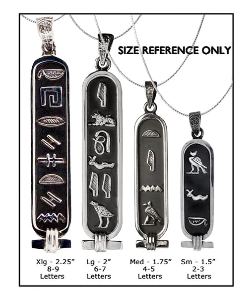 Discoveries Egyptian Imports Made in Egypt - Personalized Oxidized Sterling Silver Cartouche Necklace - 1-Sided Custom Pendant Handmade in Egypt - Size: Medium