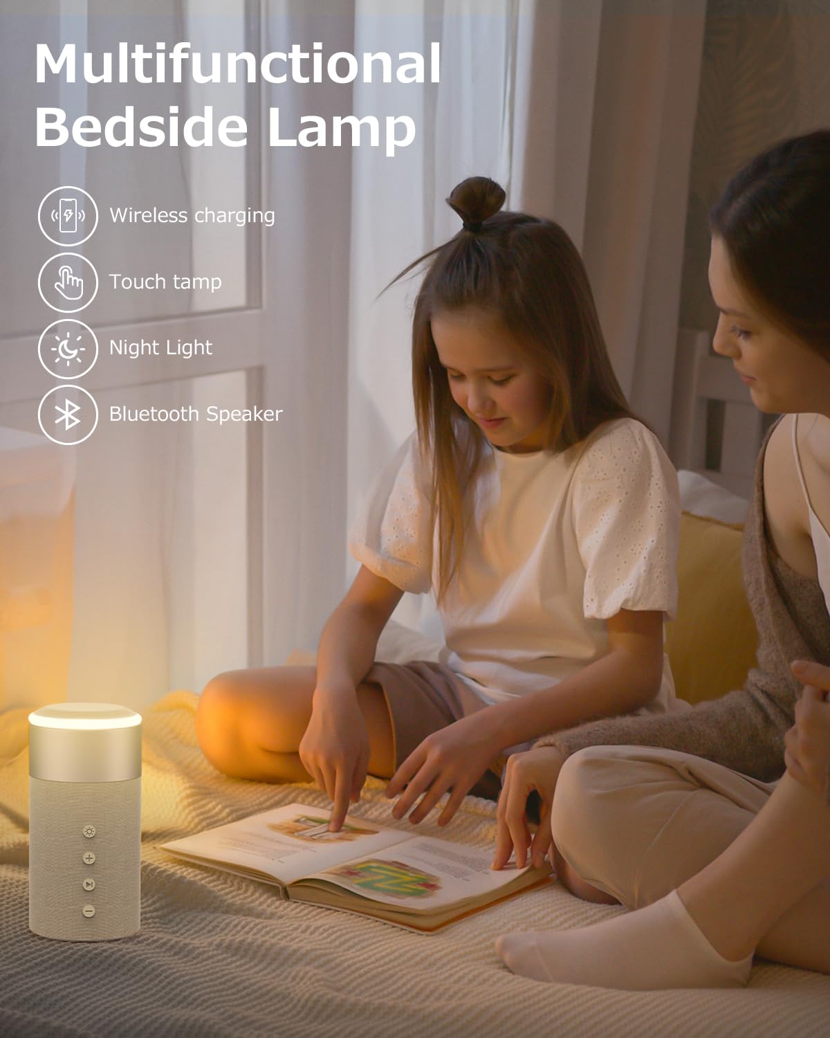 COLSUR Bluetooth Speaker with Night Light, Magnetic Wireless Charger, 2 in 1 Wireless Charging Station for iPhone 14/13/12 Series, AirPods Pro/3/2(Gift Ideal)