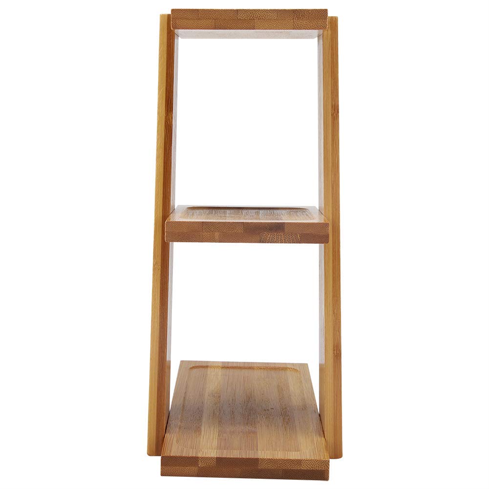 SOONHUA Mini Bamboo Plant Flower Stand,3 Tier Plant Display Ladder Shelf Flower Pot Storage Rack Display Shelving Unit Holder for Indoor and Outdoor Use Decor