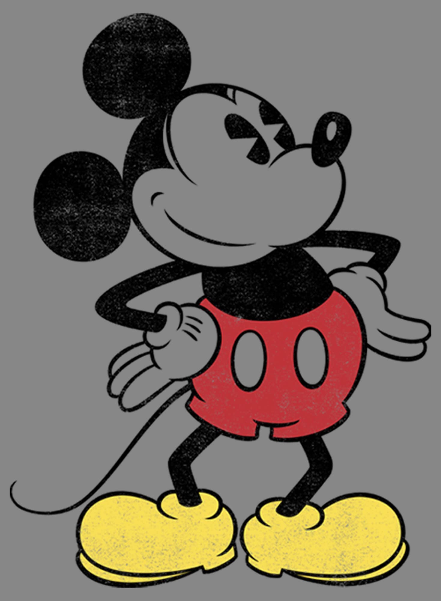 Disney Boy's Classic Vintage Mickey T-Shirt, Charcoal Heather, Large