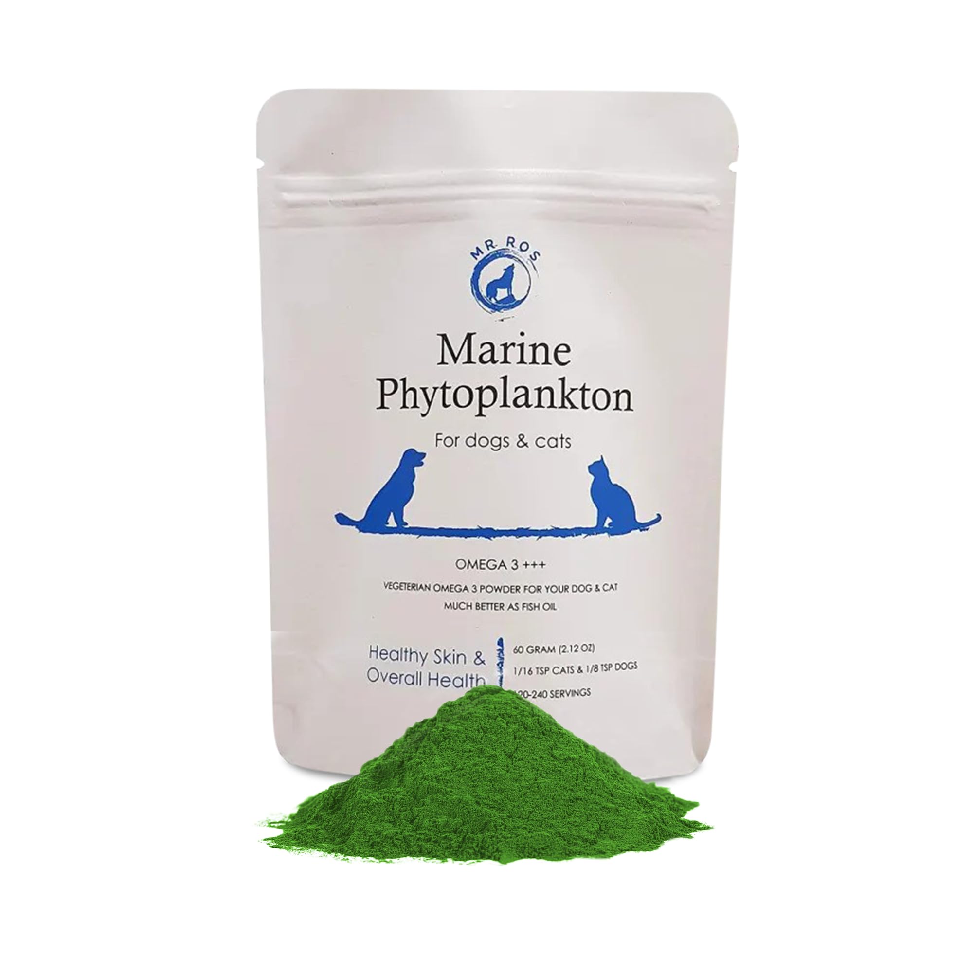 Mr. Ros Marine Phytoplankton: Supercharge Your Dog's Health (2.12 oz / 60 g). Essential Nutrients for Shiny Coat, Strong Joints & Overall Wellbeing