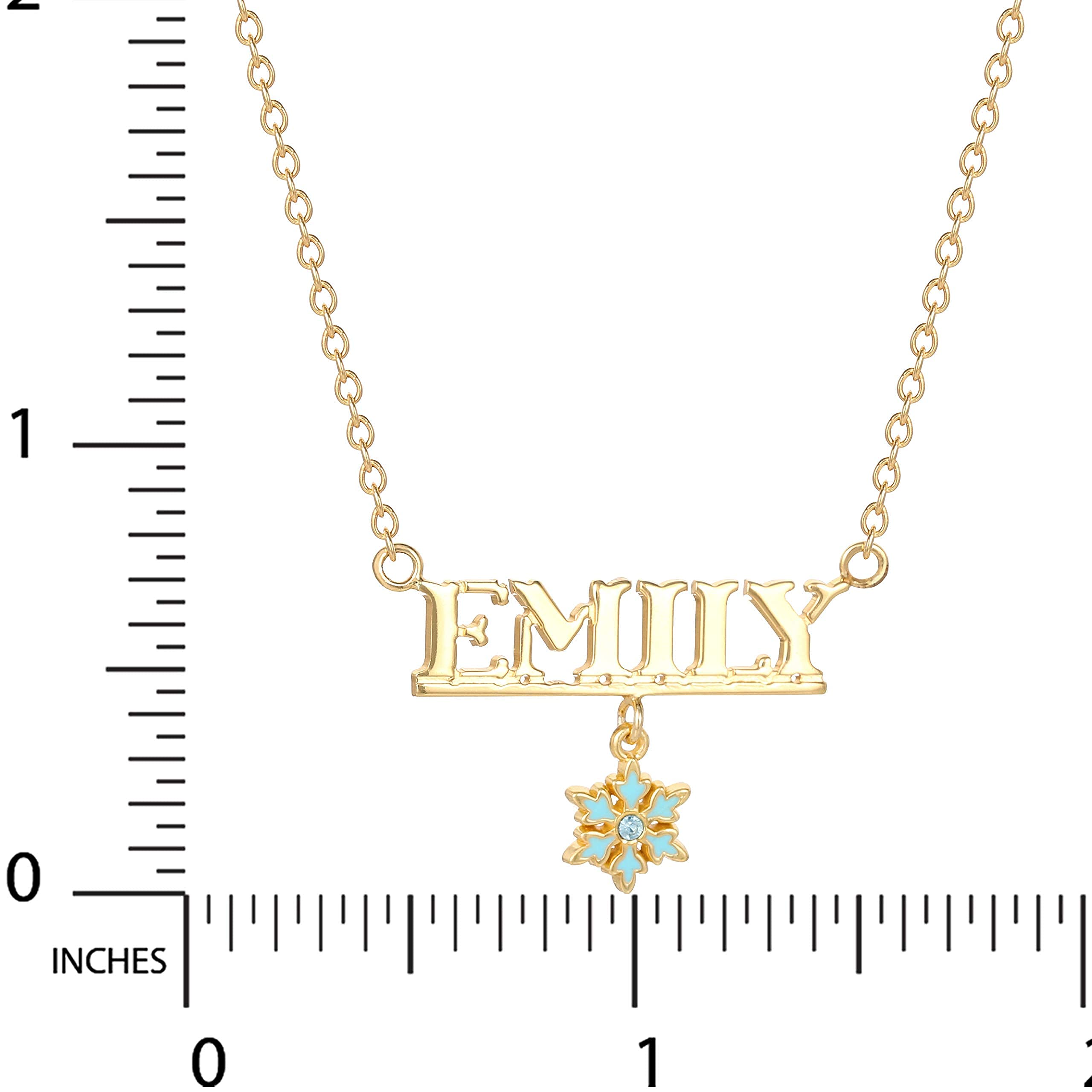 Disney Frozen Elsa Custom Name Snowflake Necklace - 14k Gold Over Sterling Silver Name Necklace Personalized - Elsa Snowflake Customized Jewelry