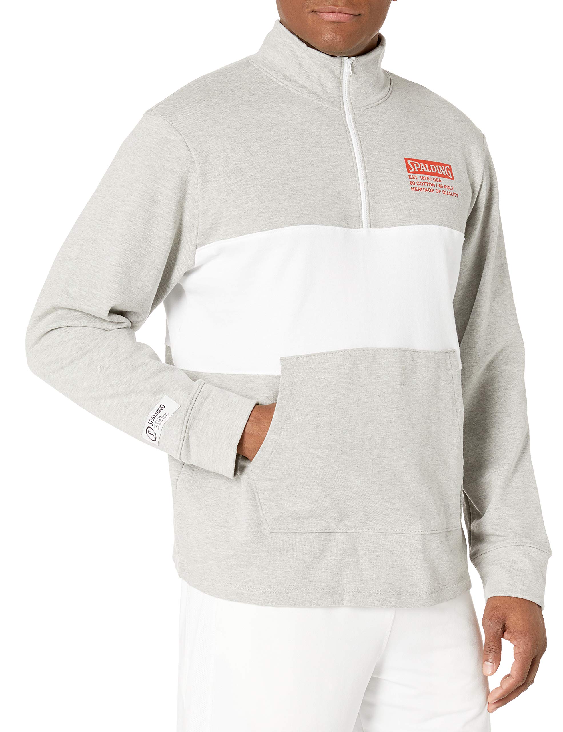 Spalding Men's Retro Varsity Pullover Sweatshirt, Light Heather Gray, XS