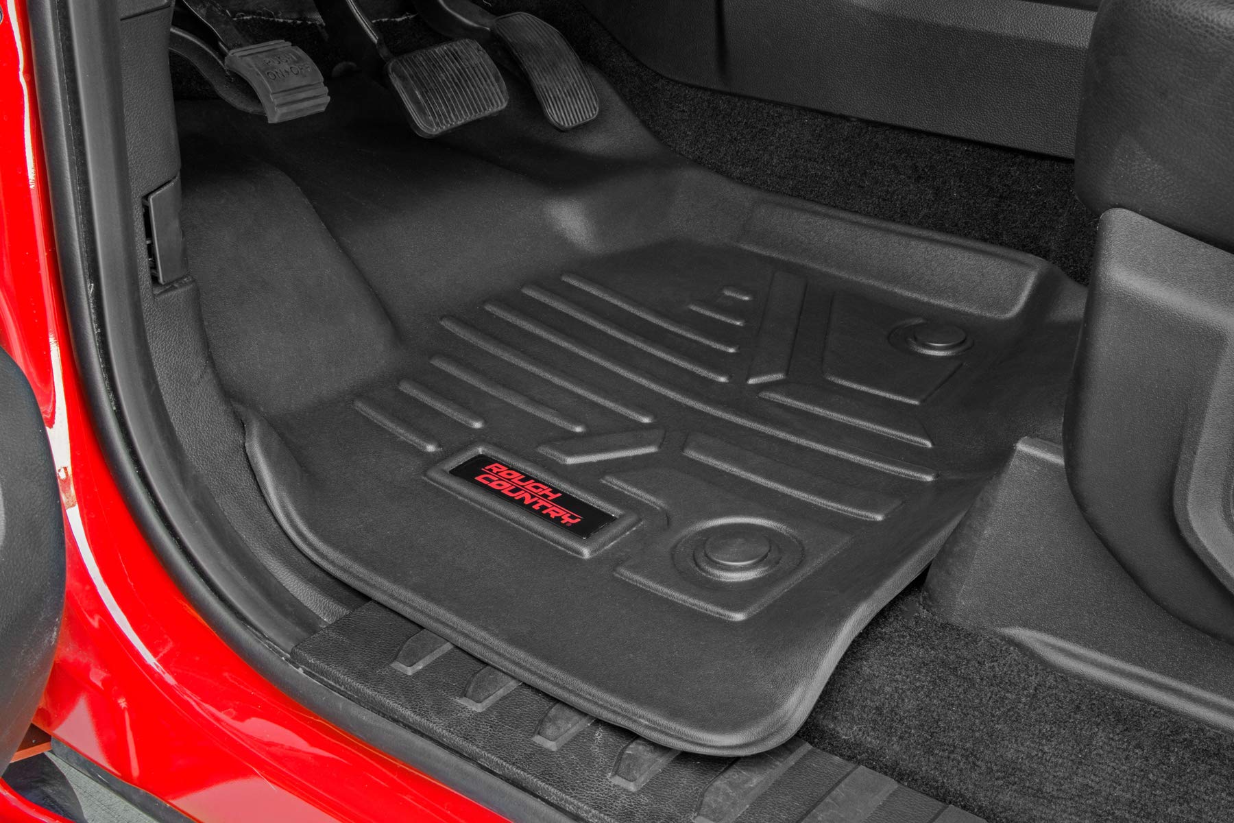 Rough Country All Weather Floor Mats Set for Chevy/GMC 1500 Extended Cab (1999-2006) - Custom Fit Rubber Floor Mats, Durable Rubber Truck Mats, Waterproof Truck Floor Mats