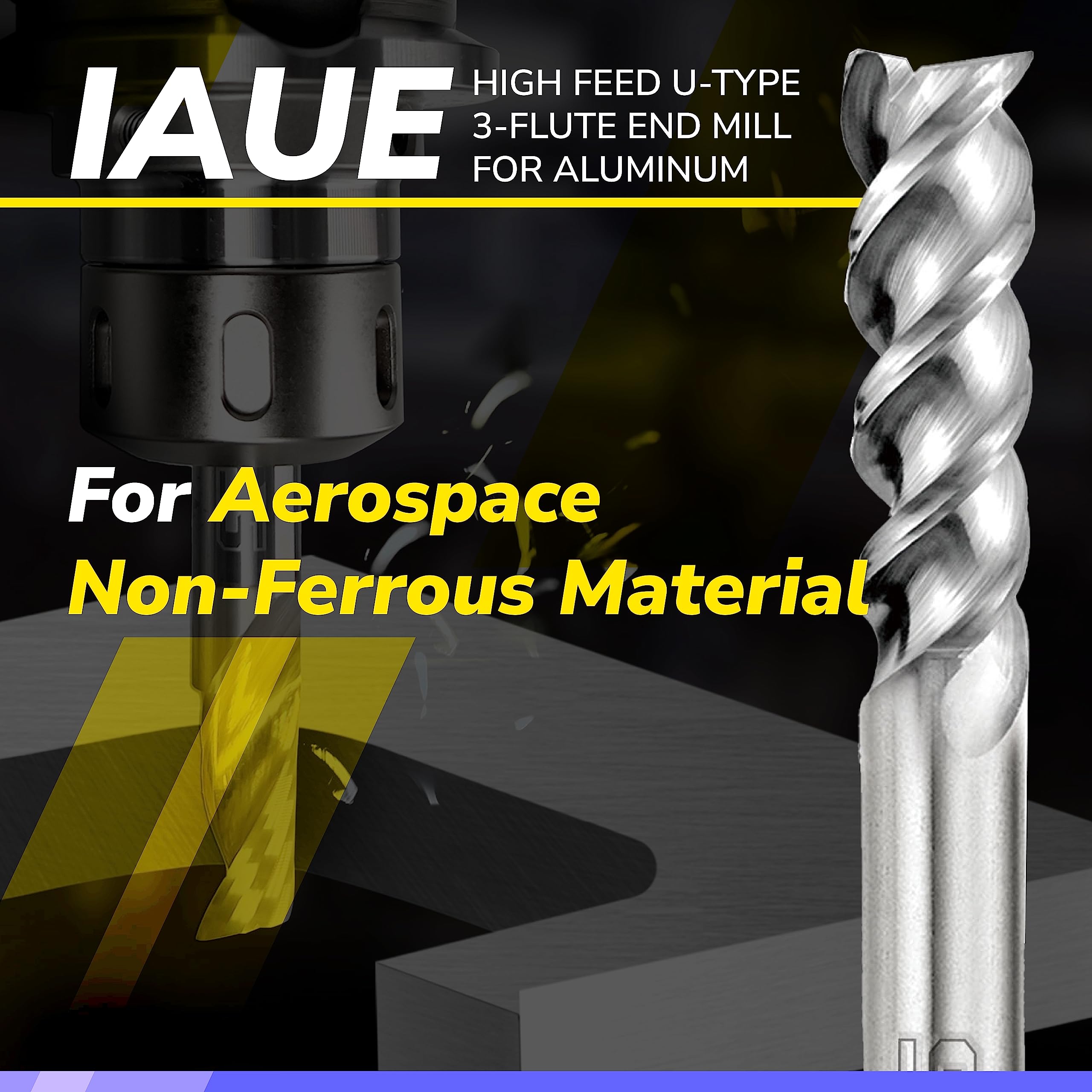 SPEED TIGER Carbide Square End Mill - 3 Flute - IAUE5/16 3 (1 Piece, 5/16") - High Feed U-Type Design - for Roughing and Finishing - for Milling Aluminum Applications β Professional Mill Bits Sets