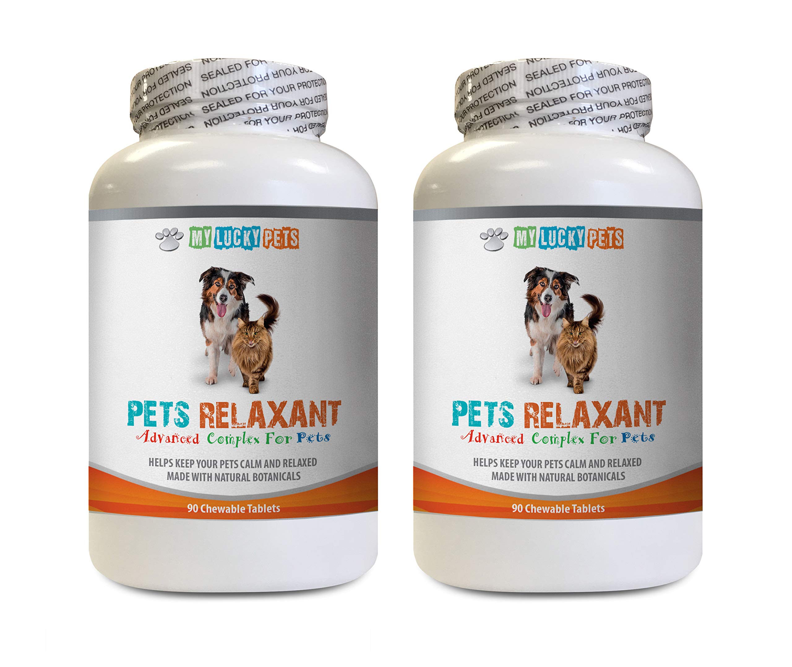 MY LUCKY PETS LLC cat Anxiety and Stress - PET Relaxant for Dogs and Cats - Anxiety Relief - Calming Complex - Premium - cat Valerian Root - 2 Bottles (180 Chewable Tablets)