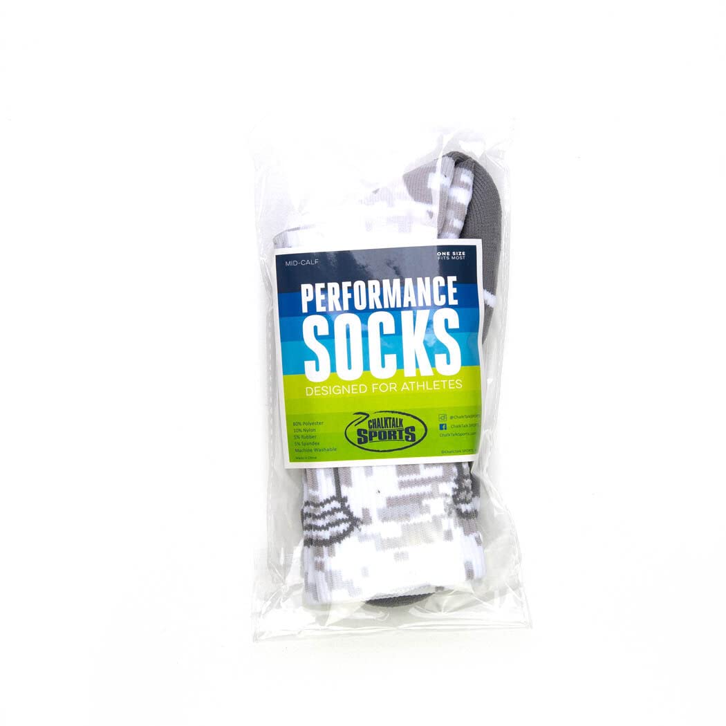 ChalkTalkSPORTS Lacrosse Woven Mid-Calf Socks | Lax Stick Head | Digital Camo