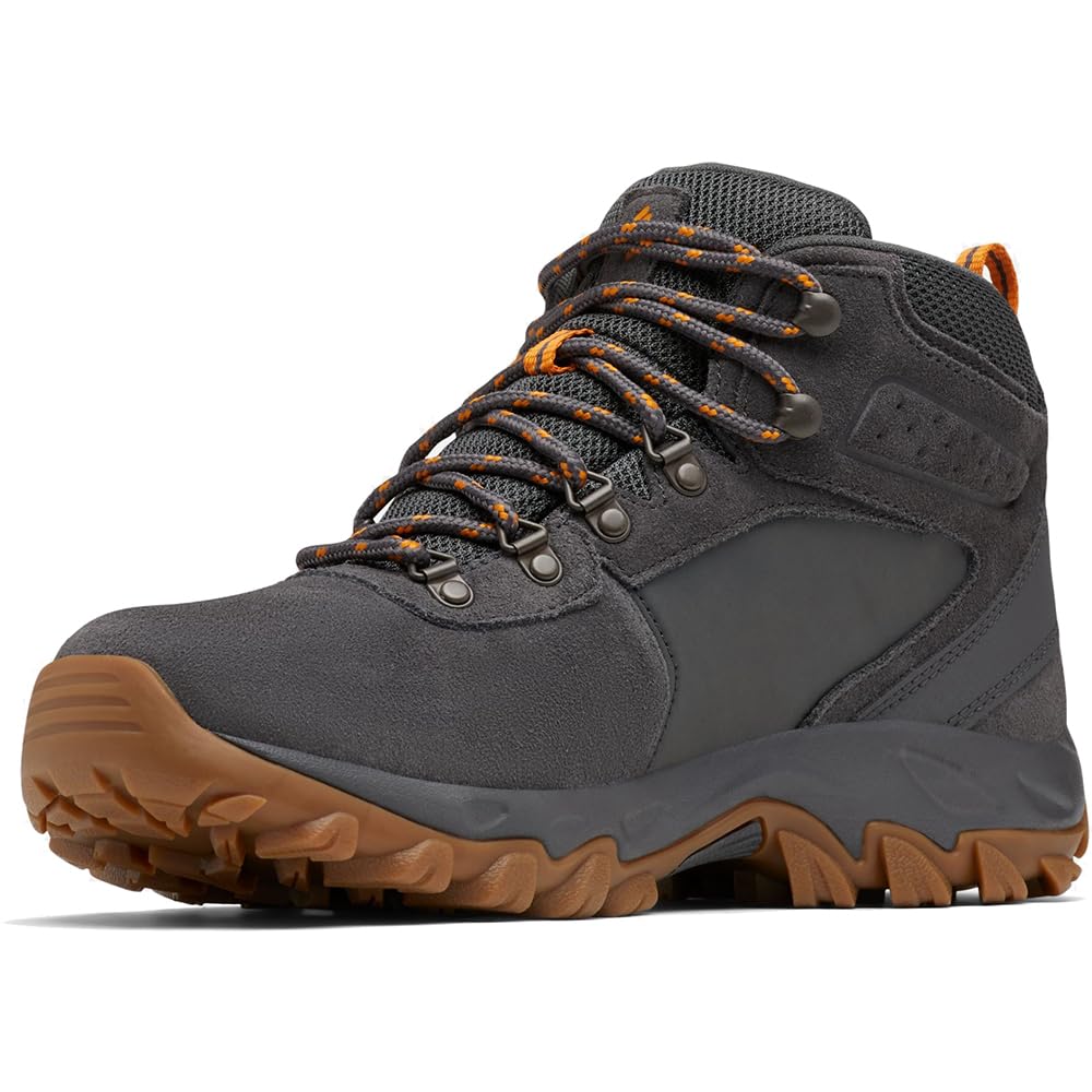 Columbia Men's Newton Ridge Plus II Suede Waterproof Hiking Shoe, Dark Grey/Gold Amber, 8
