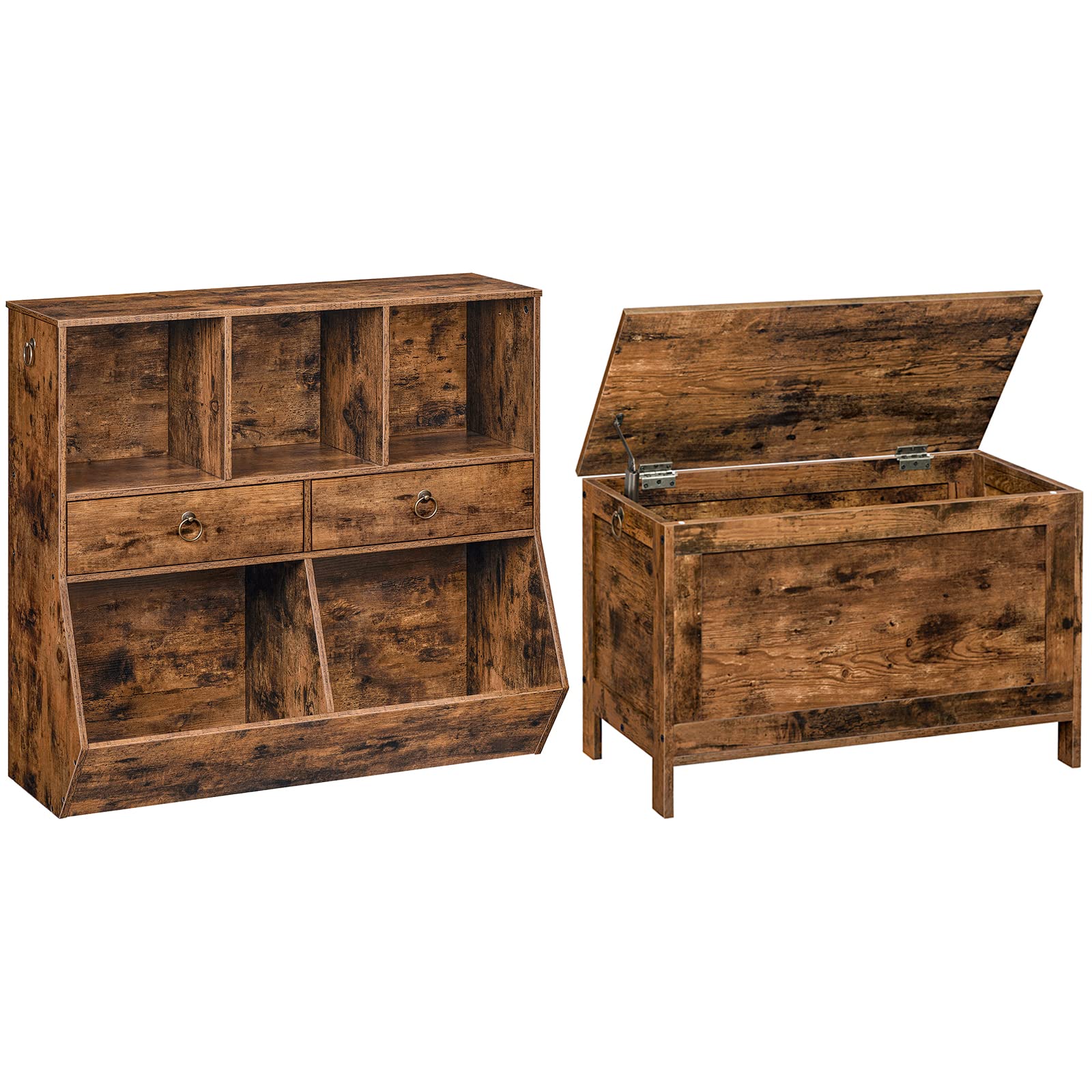 HOOBRO Storage Chest and Kids Bookshelf, Wooden Storage Box Toy Organizers and Storage BF75CW01G1-FG33CW01