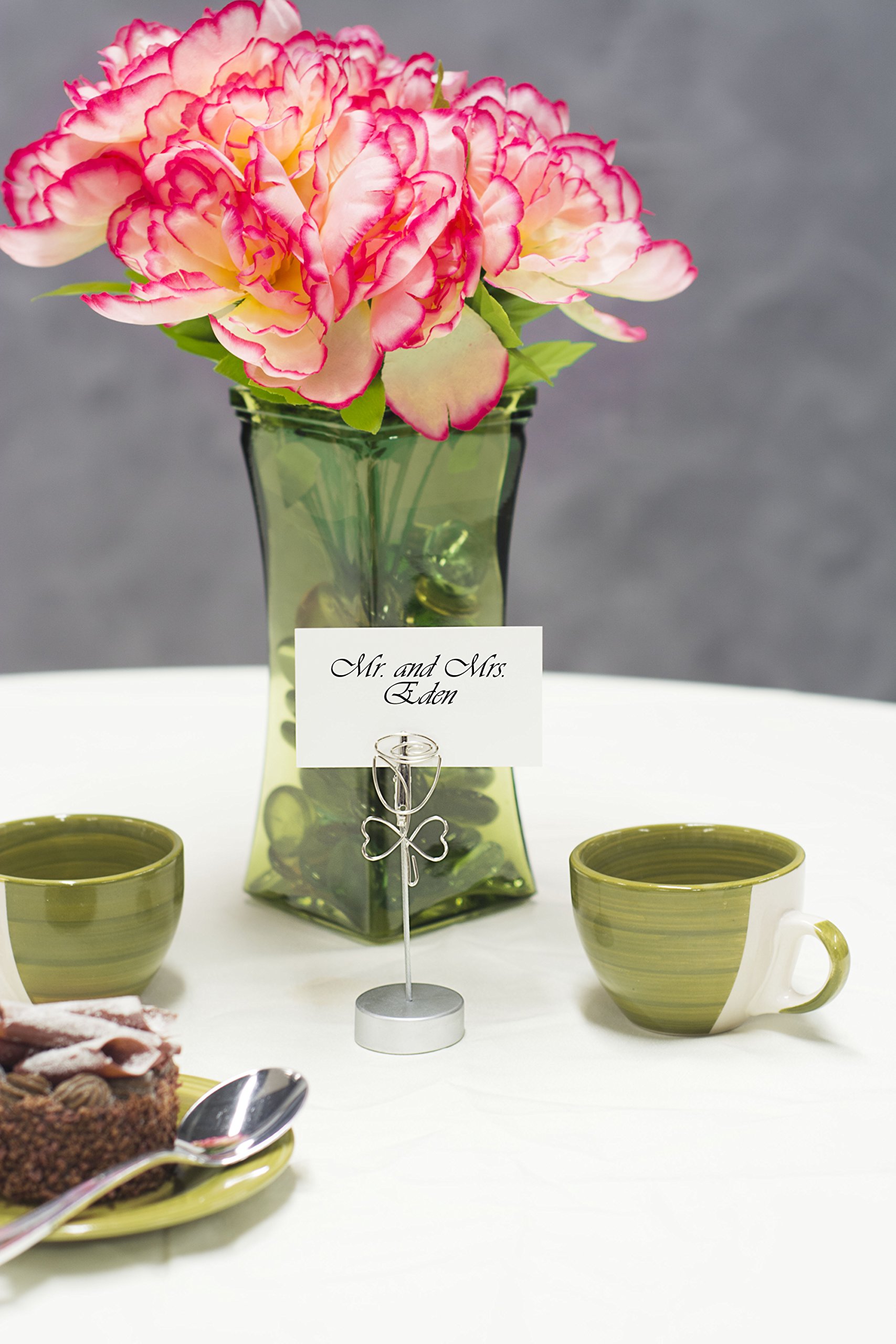 Displays2go Place Card Holder with Alligator Memo Clip, 4.5 by 1.6-Inch, Silver, Set of 25