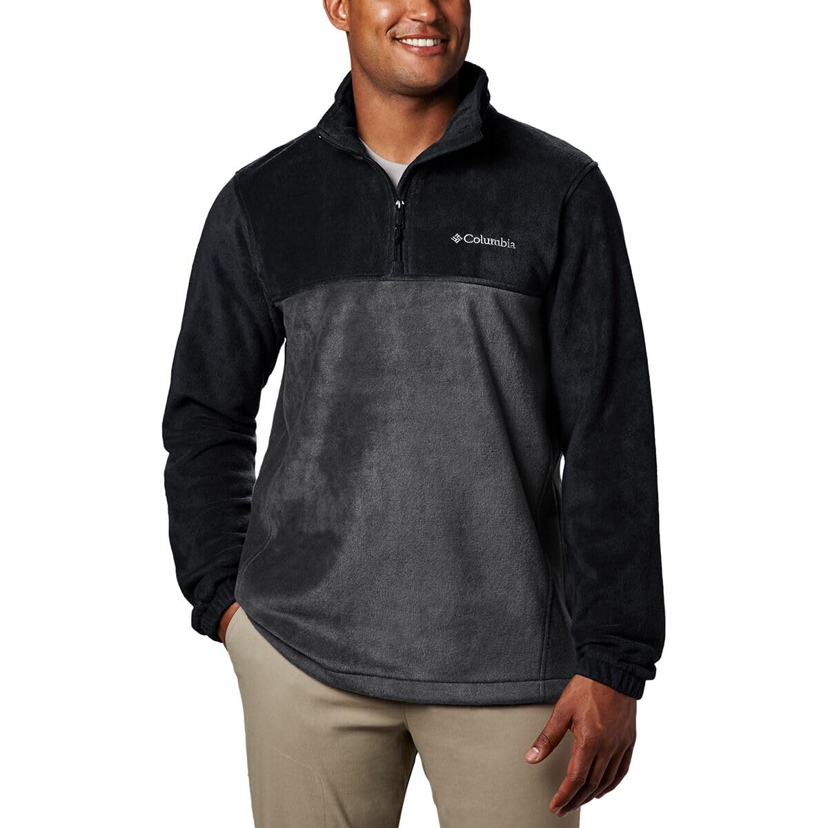 Columbia Men's Steens Mountain Half Zip Fleece, Black/Grill, Large