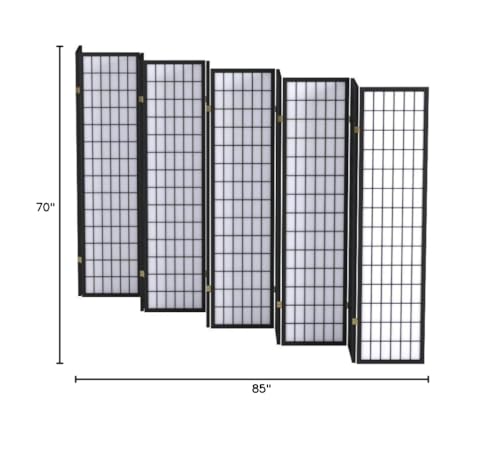 SQUARE FURNITURE Panel Shoji Screen Room Divider 3-10 Panel (10 Panel, Black, White, Cherry, Natural)