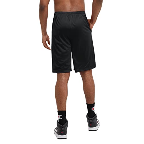 Champion Mens Shorts, Mesh Gym Lightweight Athletic (Reg. Big & Tall), Black C Patch Logo, X-Small US