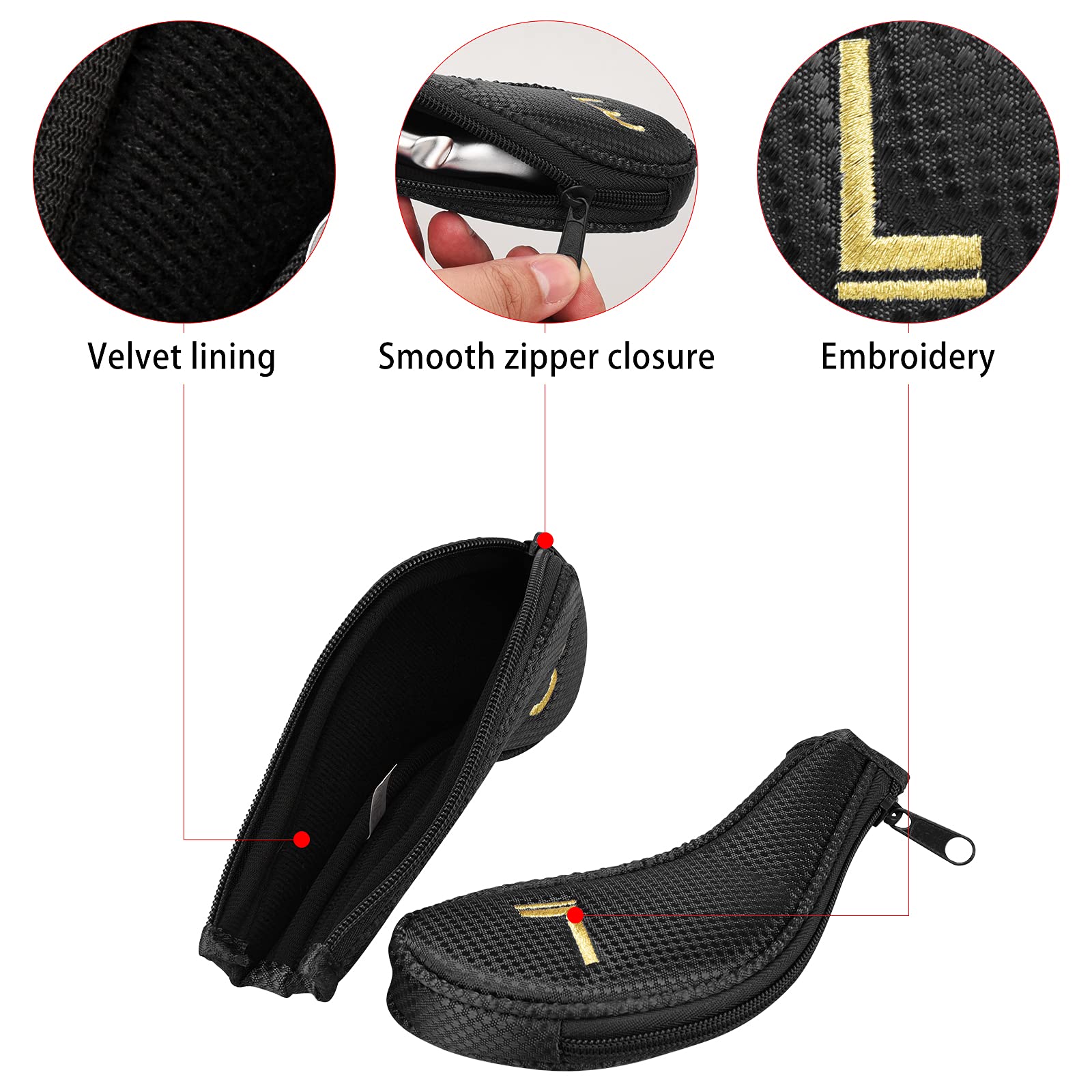 Craftsman Golf 11pcs/set Meshy Golf Club Iron Head Covers Headcover with No. on Both Sides suitable for Right and Left Handed Golfer Zipper Closure (Black)