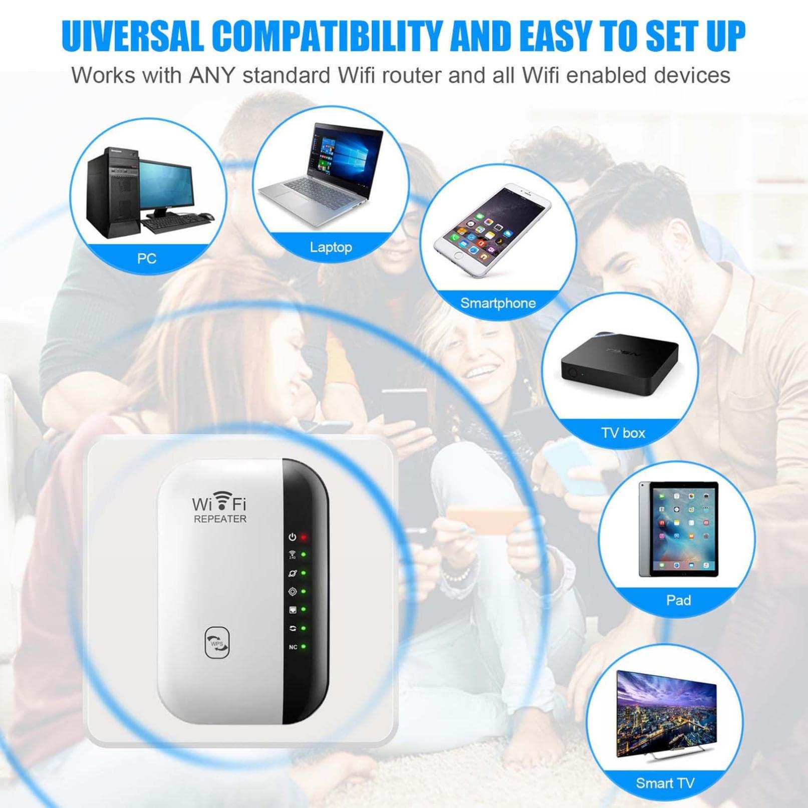 Hopeg 300Mbps WiFi Extender WiFi Repeater, Mini Internet Booster for Home, Wireless Internet Repeater and Signal Amplifier, Support More Devices Basic Internet Applications