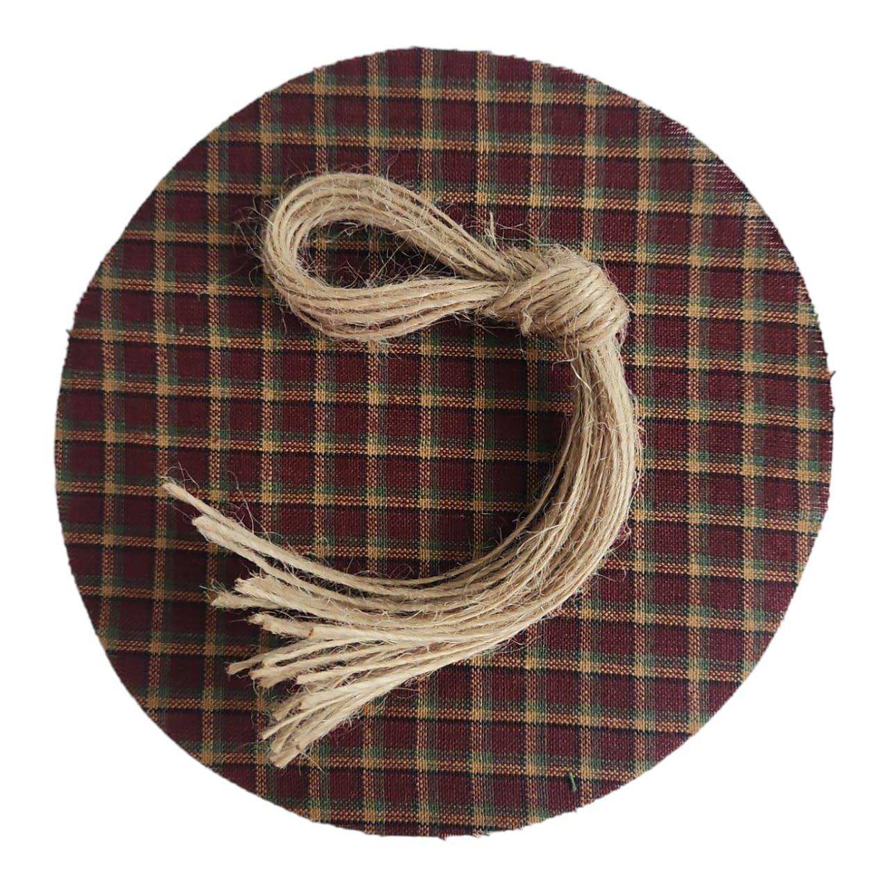 Nakpunar 12 pcs 6 inch Christmas Fabric Jar Covers with Twine Ties (Assorted Fabric in Red and/or Green Homespun Plaids, 6" straight sided)