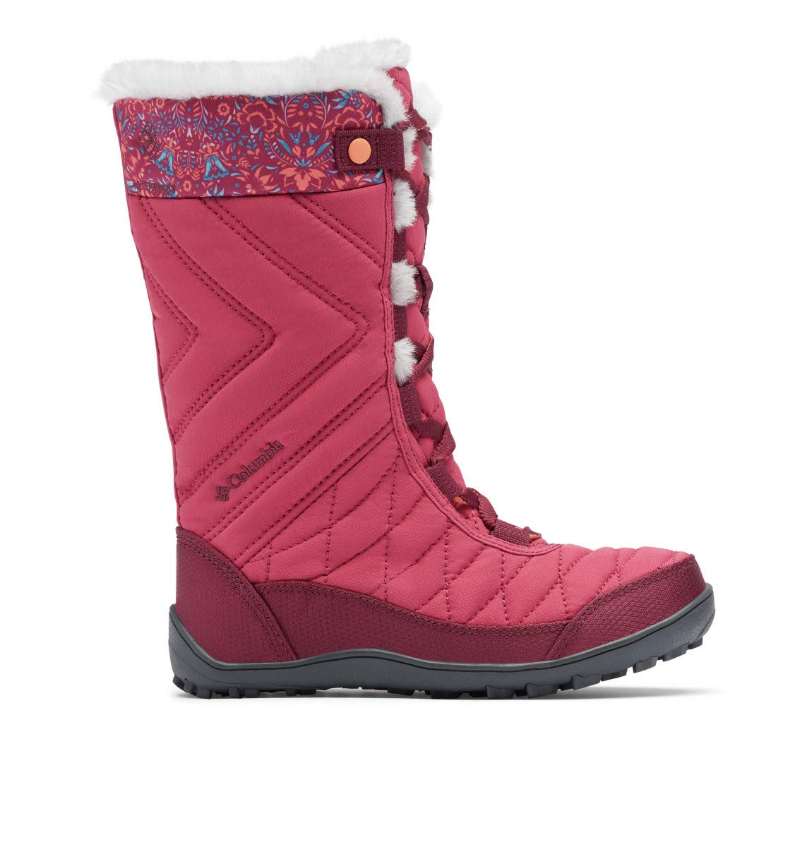 Columbia Minx™ Mid III Print Omni-Heat™ (Little Kid/Big Kid) Dark Fuchsia/Lychee 7 Big Kid M