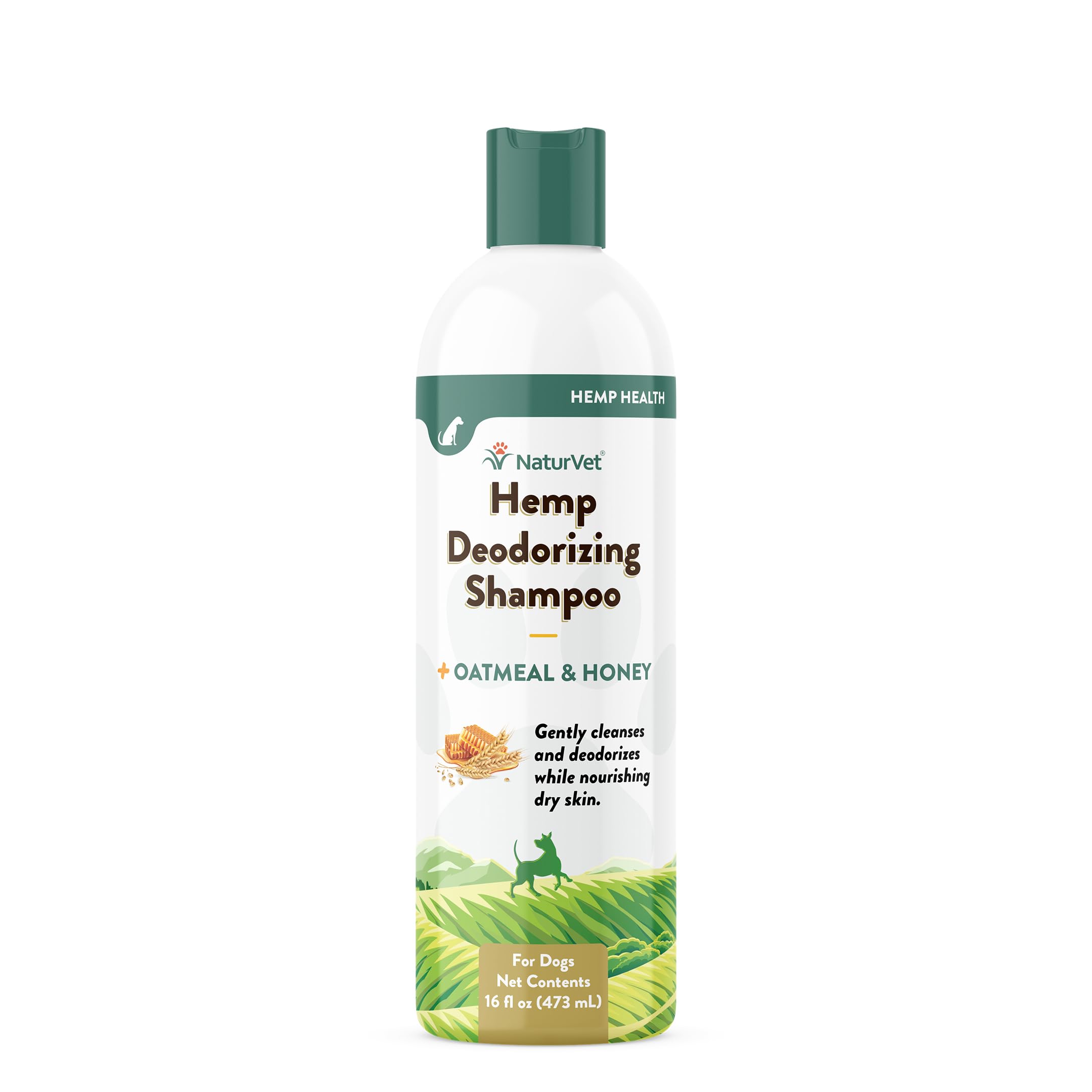 NaturVet – Hemp Deodorizing Shampoo for Dogs - Plus Oatmeal & Honey – 16 oz – Gently Cleanses & Deodorizes Skin & Coat – Enhanced with Hemp Seed Oil, Coconut Oil & Aloe Vera Extract