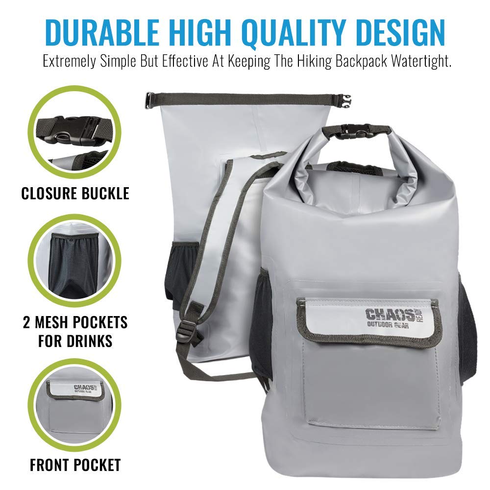 Chaos Ready Waterproof Dry Bag Backpack | Marine Dry Bag For Kayaking, Fishing, Gray,