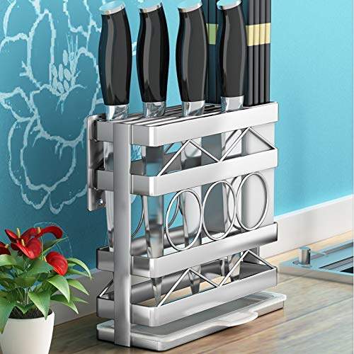 HOUKAI 304 Stainless Steel Knife Holder Kitchen Supplies Knife Holder Rack Chopper Put Knife Storage Rack