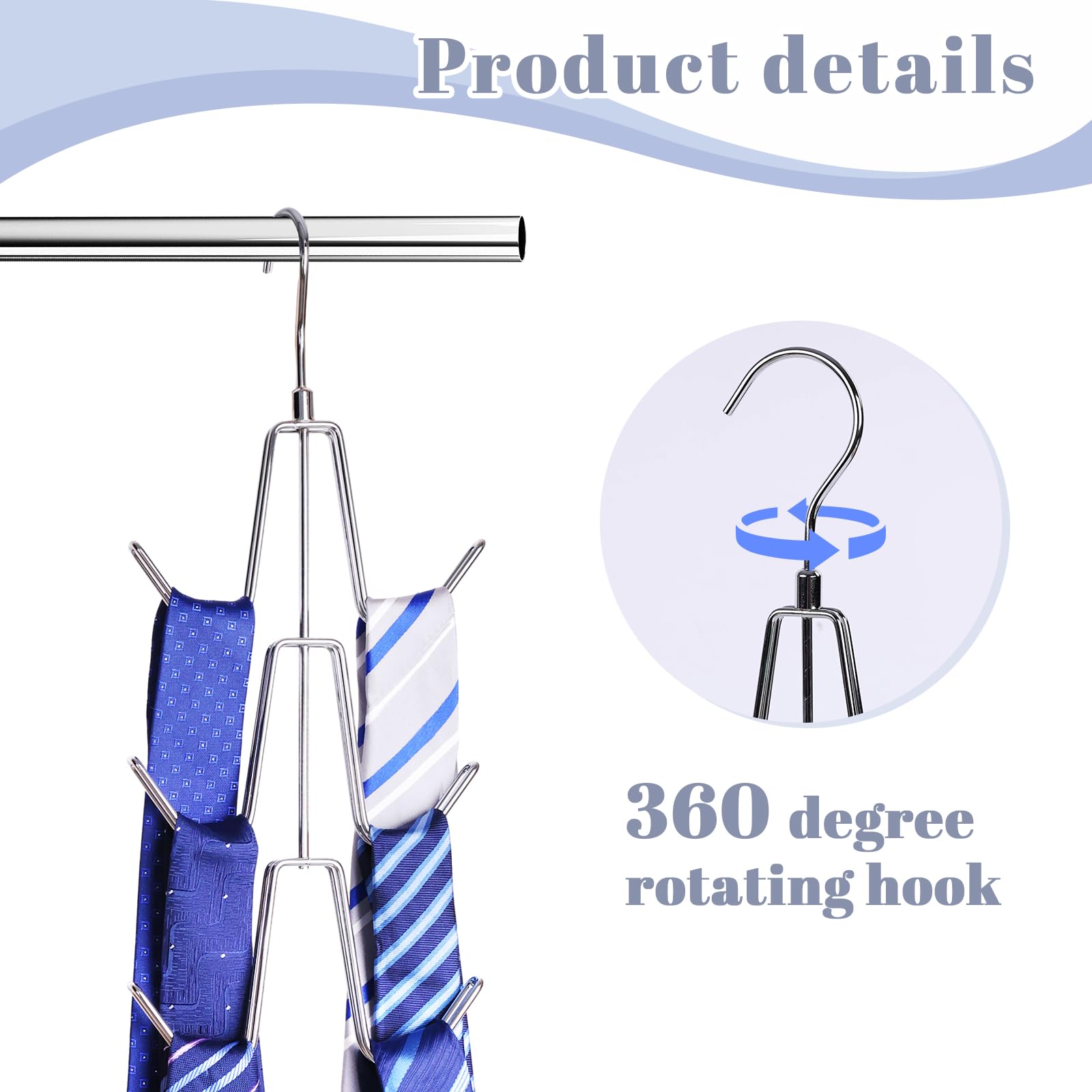 MCPINKY Purses Hanger Organizer for Closet, Rotatable Hanging Bag Holder 6 Storage Capacity Metal Handbag Storage for Bag Belt Scarf Hat Tie Grey