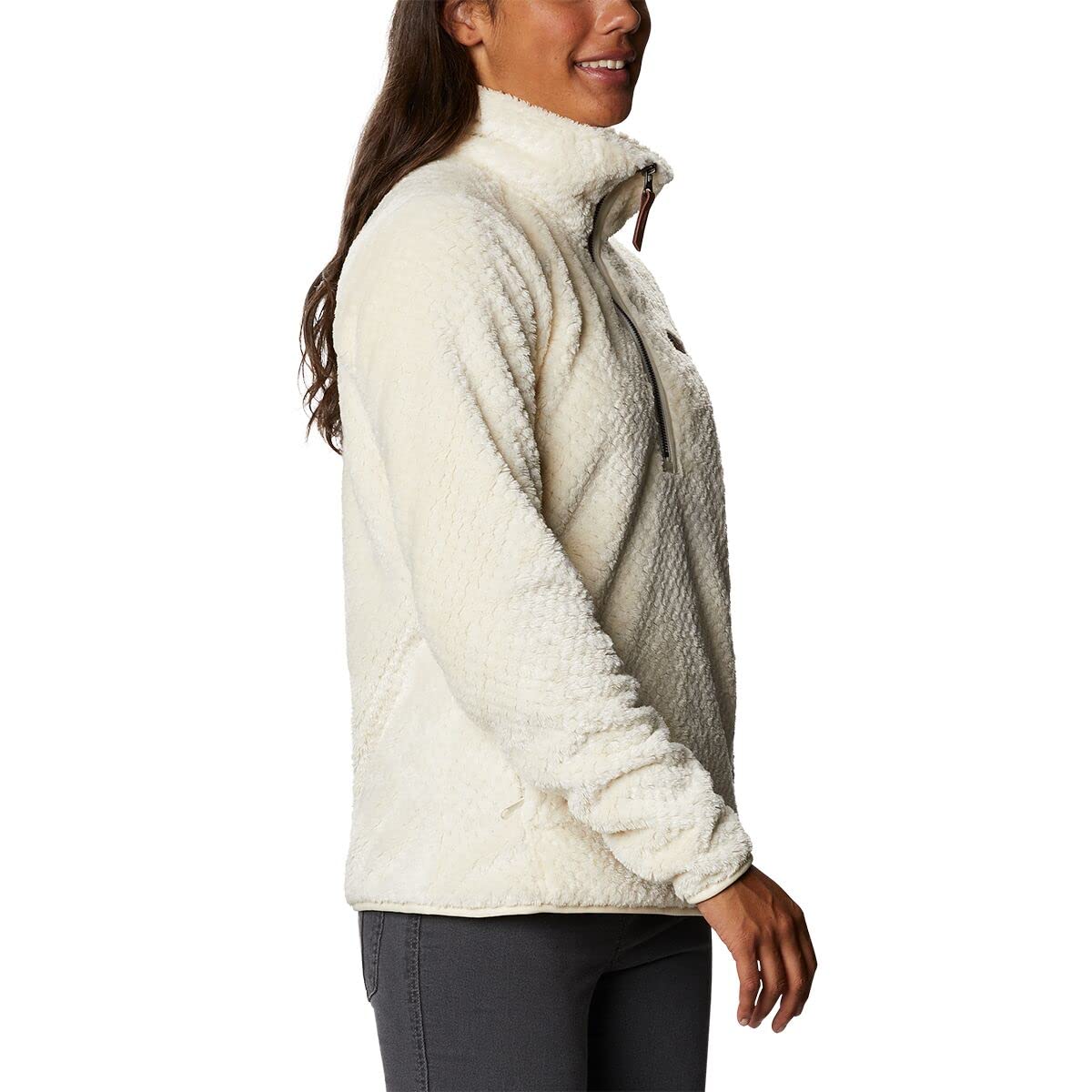 Columbia Women's Fire Side Sherpa 1/4 Zip, Chalk, Small