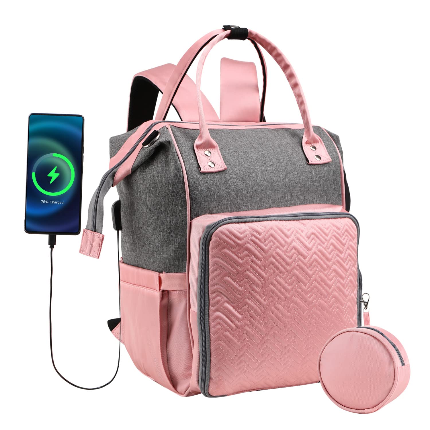 QZLKNIT Knitting Bag Backpack, Yarn Storage Organizer Bag, Yarn Organizer Tote Bag, Crochet Bag with USB Charging Port,Yarn Bag Organizer for Crochet Accessories (Bag Only)