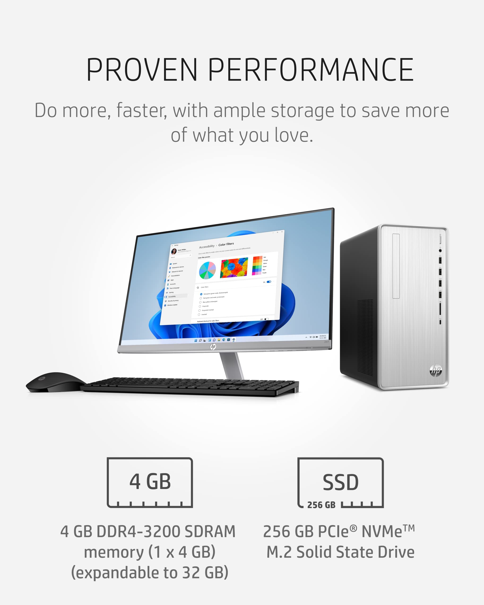 HP 2022 Newest Pavilion Desktop PC, AMD Ryzen 3 5300G (Beats i7-10750H), 8GB RAM, 256GB SSD, AMD Radeon Graphics, Wired Mouse and Keyboard, Wi-Fi, Bluetooth, Windows 11, Bundle with JAWFOAL