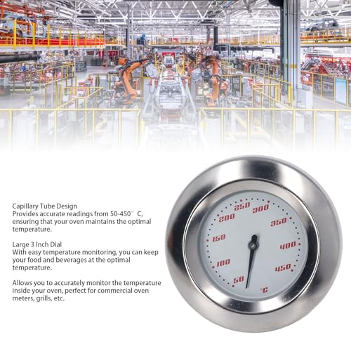 Grill Thermometer, 3 Inch Stainless Steel Kitchen BBQ Smoker Thermometer Gauge, 50 to 450℃ Integrated Design for Commercial and Residential Use