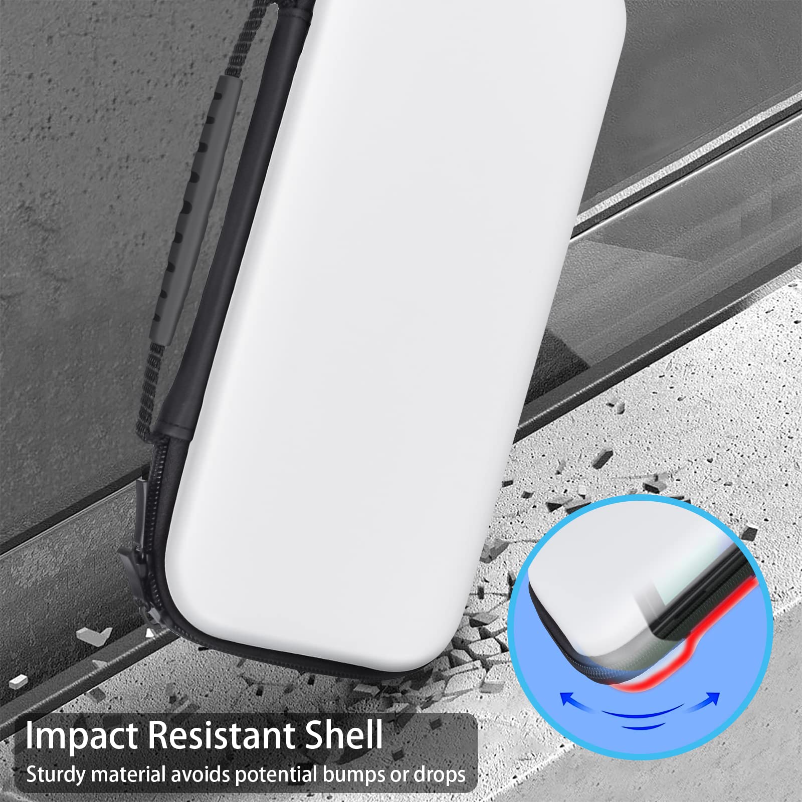 DLseego Carrying Case Design for Switch/Switch OLED Model, Shockproof Hard Shell Protective Travel Bag 10 Game Card Slots for Switch Console Joy-Con & Accessories with 6 Thumb Grip Caps β White