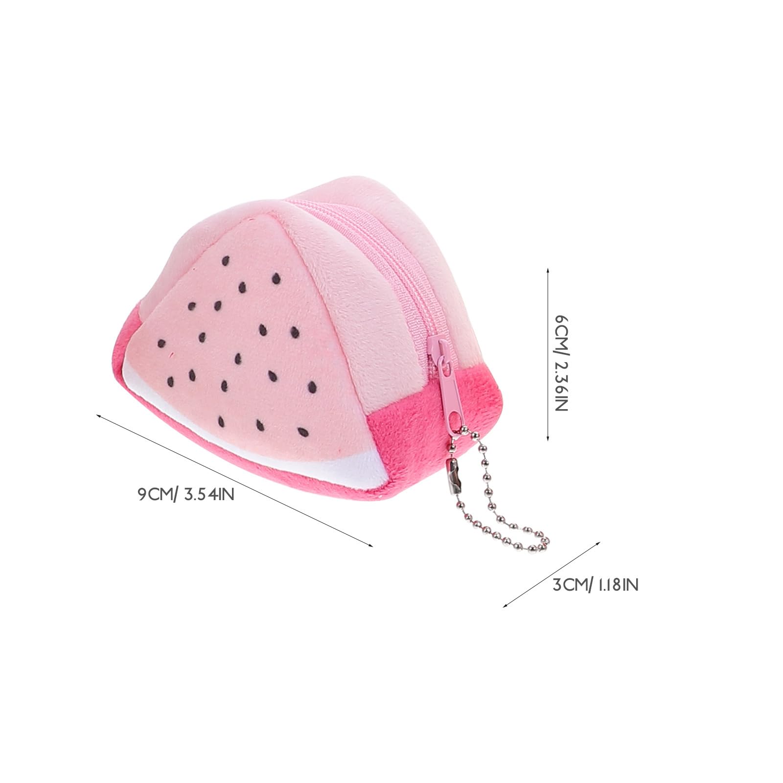STOBOK 4pcs Cute Coin Purse Fruit Pattern Plush Triangle Wallet Pocket Mini Pouch Purse (Watermelon + Orange + Dragon Fruit + Kiwi)
