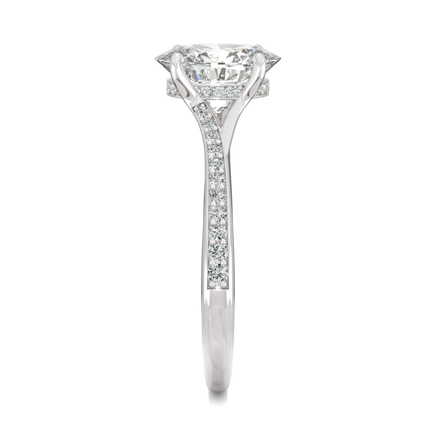Charles & Colvard Created Moissanite 9x7mm Oval Cut Engagement Ring for Women | 2.25 cttw DEW | Lab Grown | Solid 14K White Gold with Rhodium | Size 7