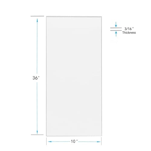 WISDOMFUR Rectangular Tempered Glass Shelf Panel Thick 3/16" Flat 5-PK 10" X 36" 5-PK