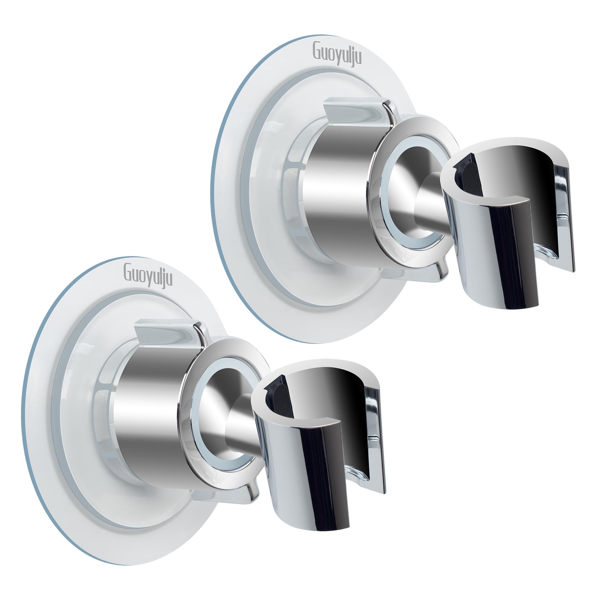 Guoyulju 2 Pack Strong Adhesive and Waterproof Shower Head Holder,360 Rotating Adjustable Handheld Shower Holder,Shower Head Holder Wall Mount,Perfect for Handheld Shower Head with Hose