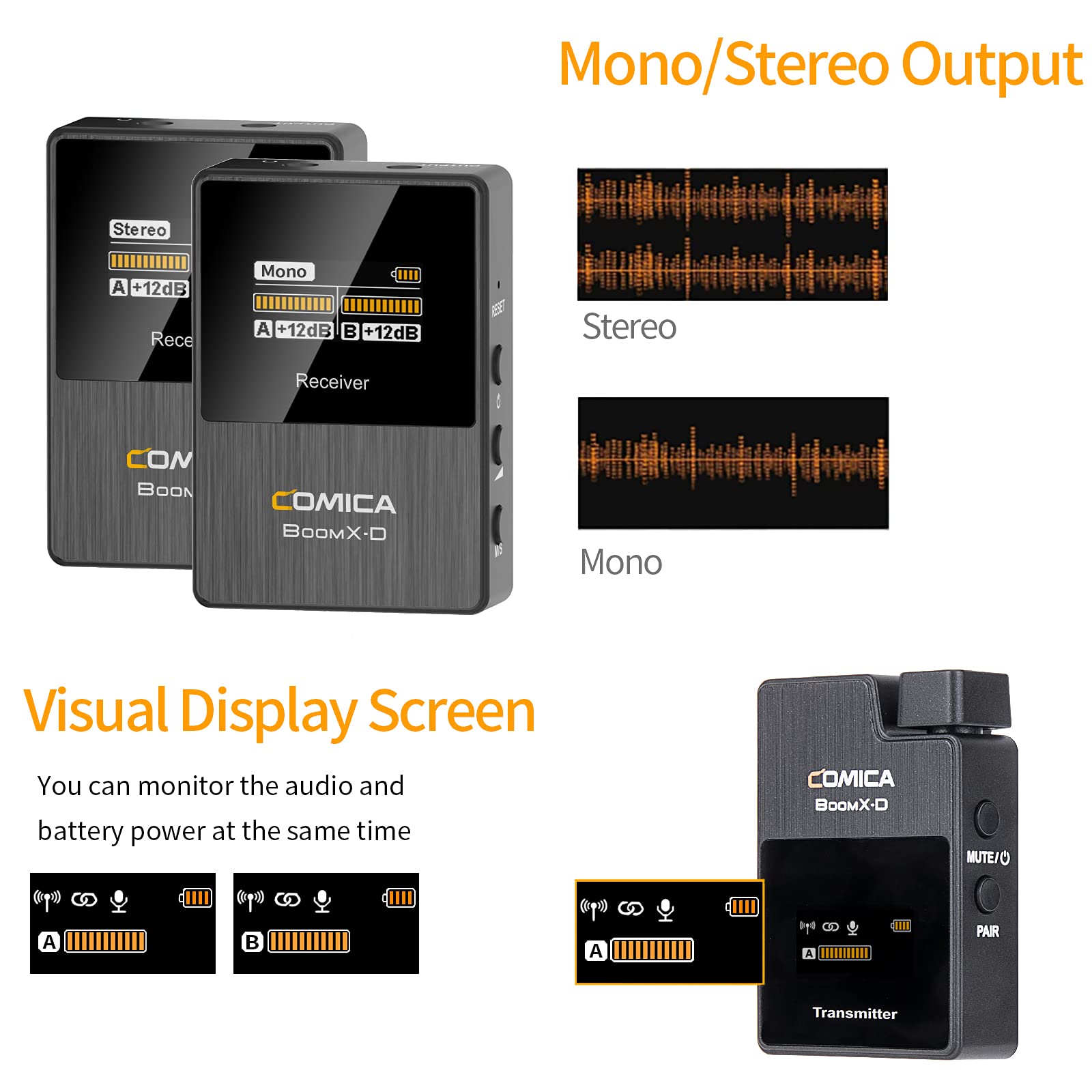 comica Vimo Q Four-Channel Mini Wireless Lavalier Microphone System with 4 Transmitters and 1 Receiver with Charging Case for Phone Video Recording Interview Youtubers Vloggers
