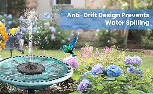 DoFida Solar fountain for bird bath w/ built-in 900mAh battery 6 x LED color light Complimentary 7 nozzle heads 3Watt solar panel