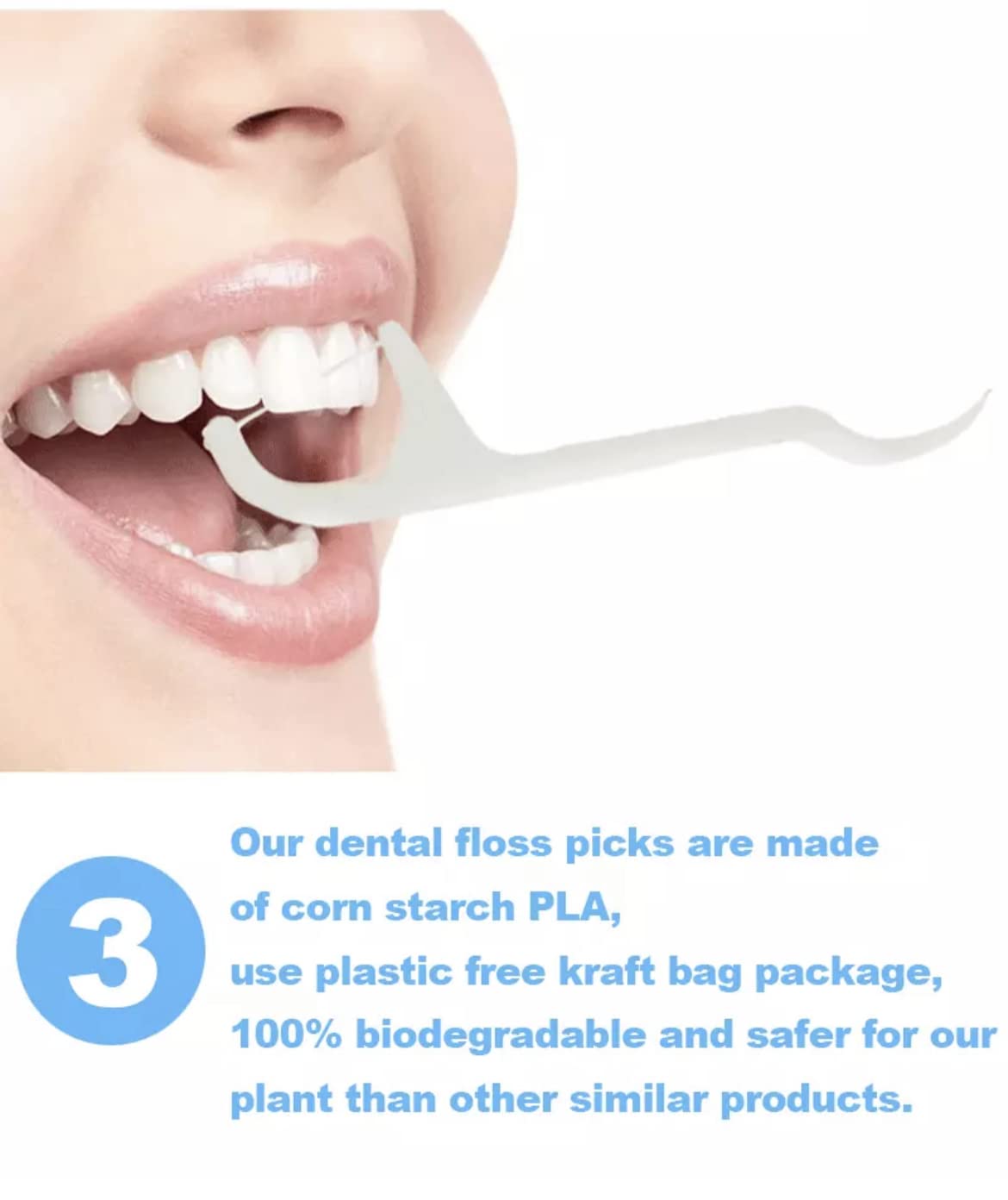 Eco-Friendly BPA Free Vegan Sustainable Natural Dental Flossers Dental Floss Picks Pack of 4 (200x)