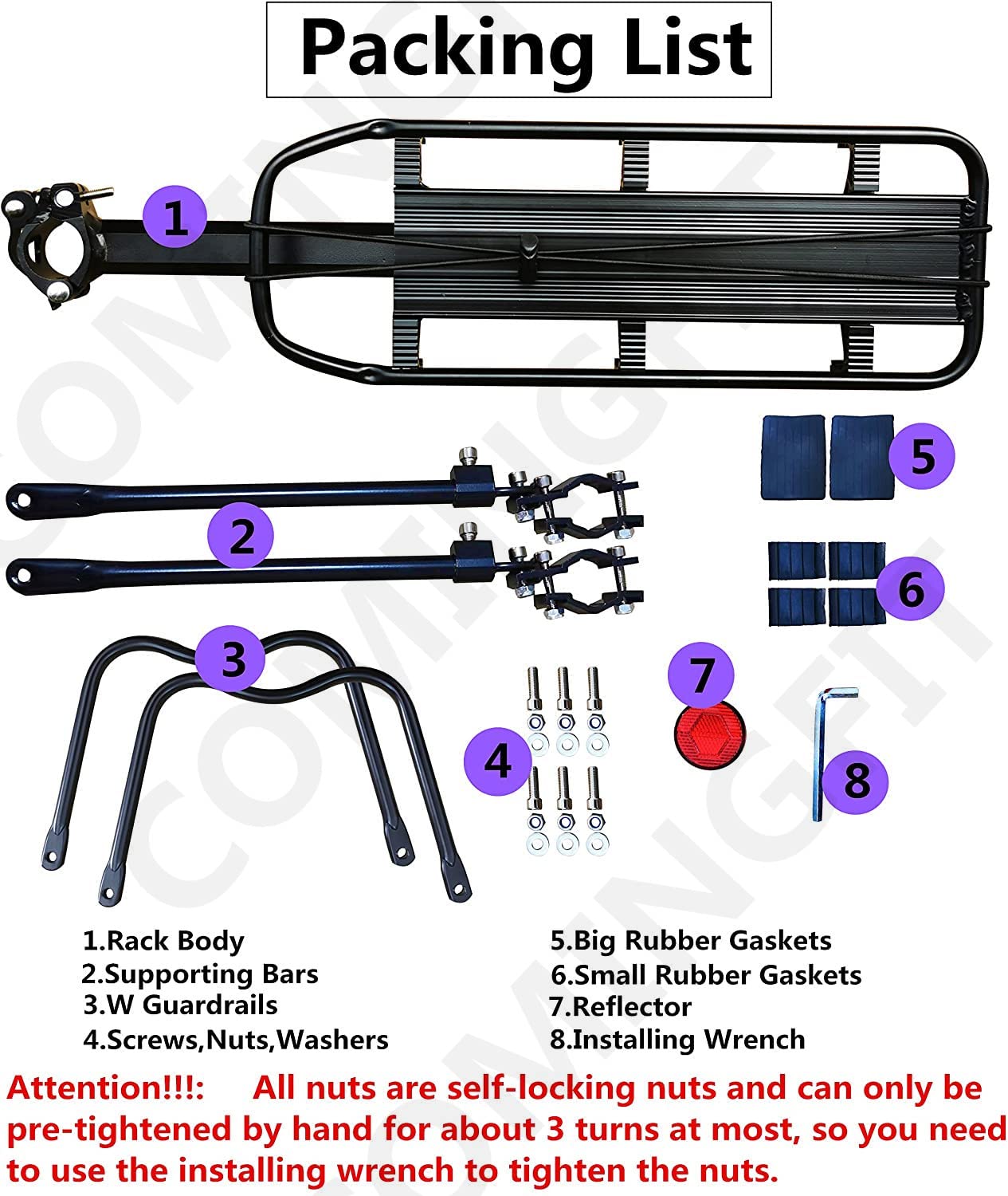 COMINGFIT 110 Lbs Capacity Almost Universal Adjustable Bike Luggage Cargo Rack Bicycle Accessories Equipment Stand Footstock Bicycle Carrier Racks