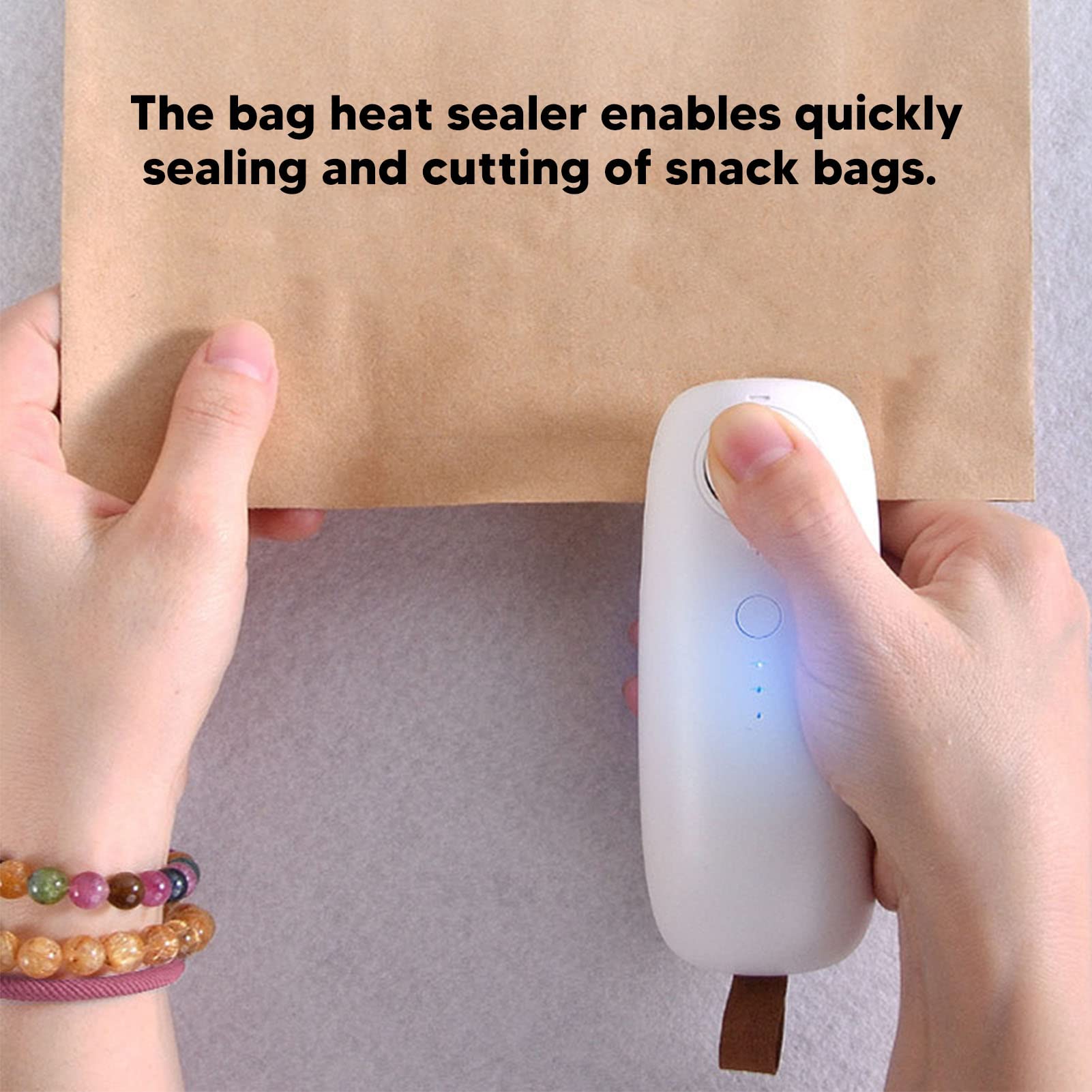Heat Bag Sealer USB Charging Cutter Sealing Machine for Convenient Food Storage (White)