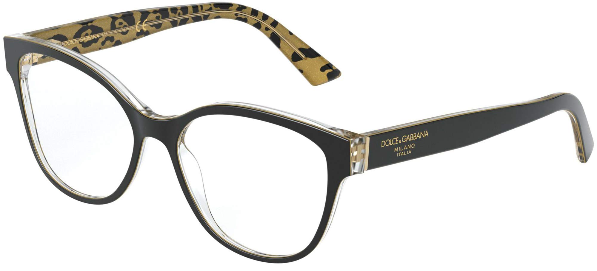 Dolce&Gabbana DG3322 Eyeglass Frames 3235-54 - Black On Leo Glitter DG3322-3235-54