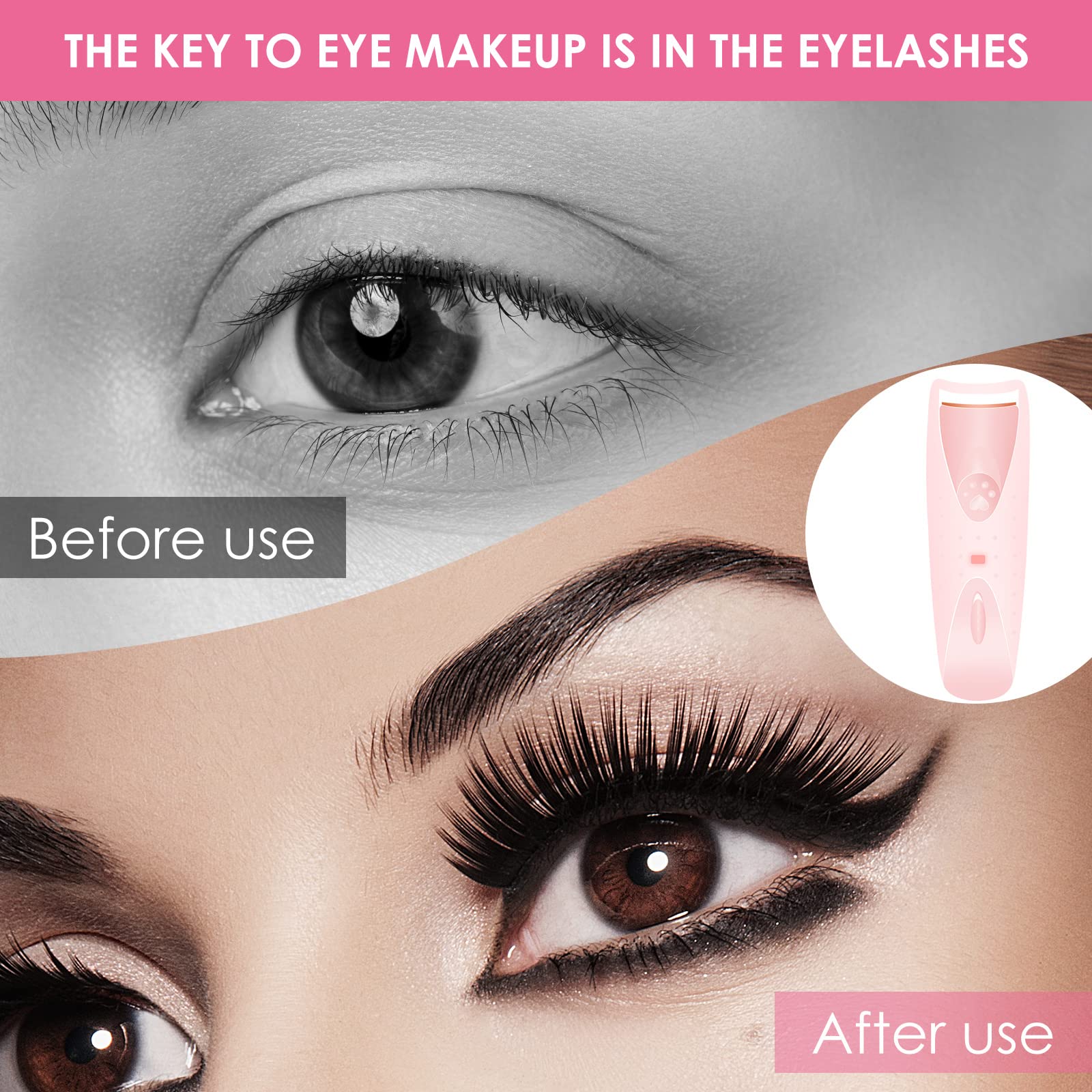 Heated-Eyelash-Curlers USB-Rechargeable-Electric-Eyelash-Curler-with-3-Temperature-Modes Quick-&-Long-Lasting