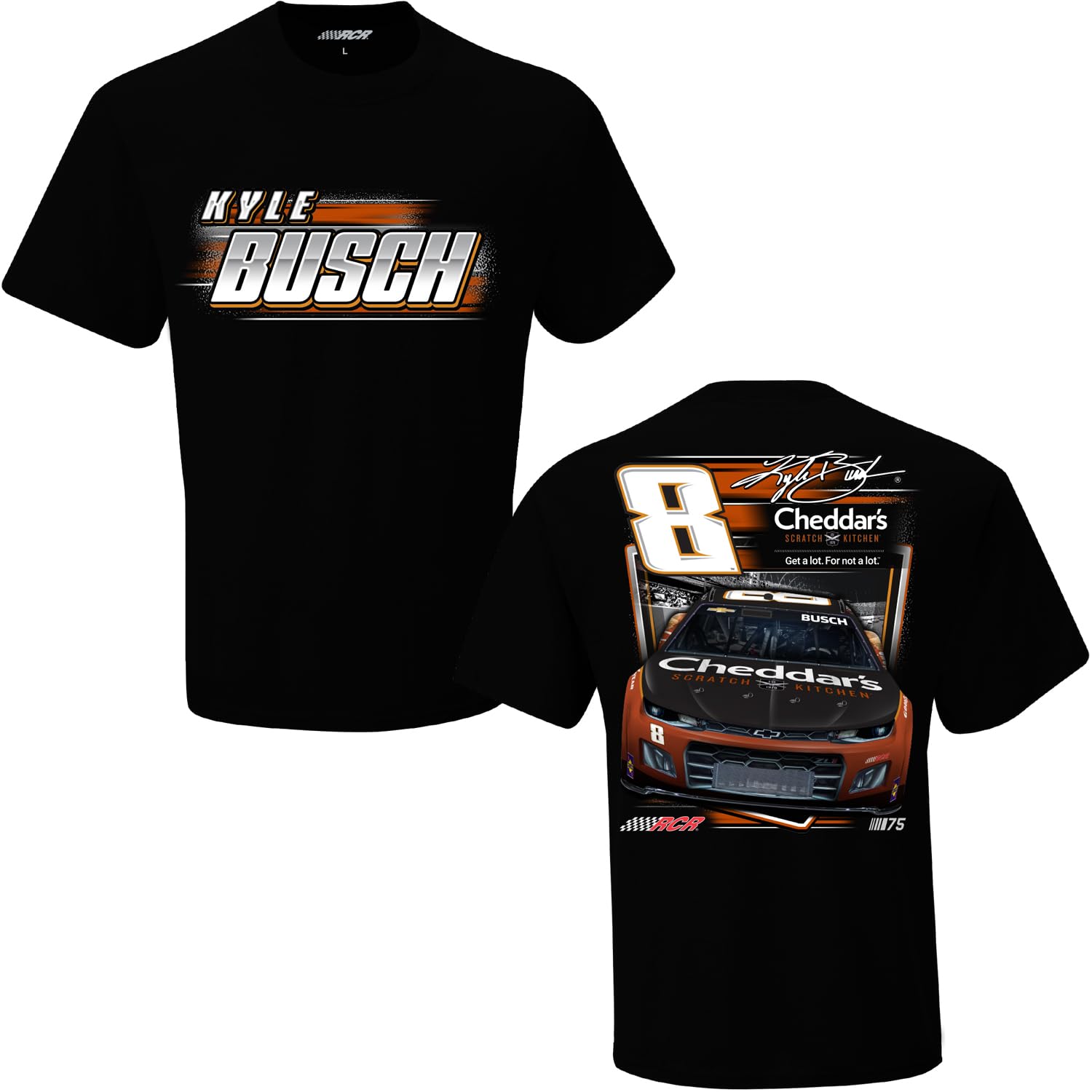 Checkered Flag Sports Kyle Busch #8 NASCAR 2023 Adult Black Dominator 2 Sided T-Shirt (X-Large)
