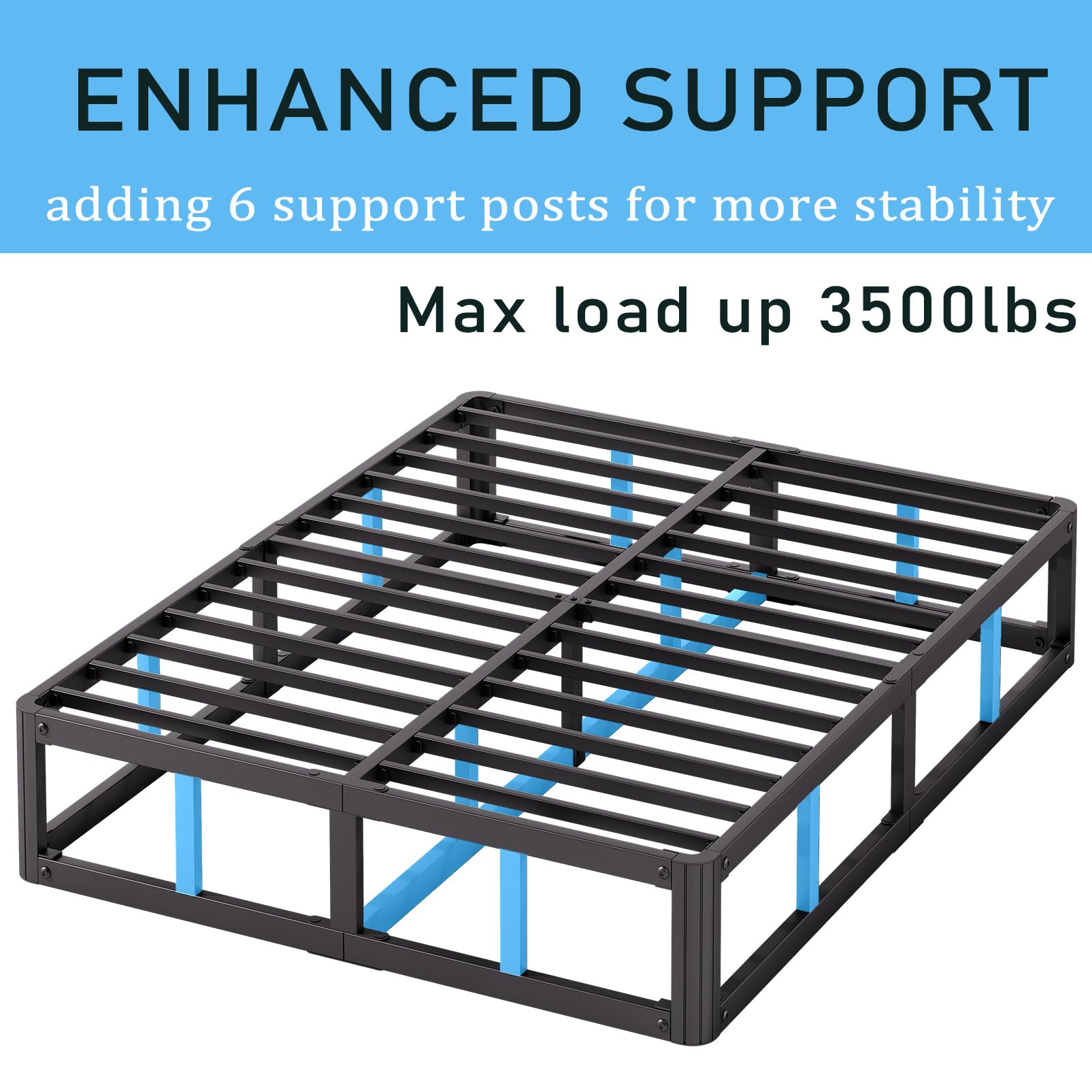 Hunlostten 5 in High Heavy Duty Full Size Bed Frame No Box Spring Needed, Low Metal Bed Frame Full, Sturdy Steel Support Mattress Foundation, Easy Assembly, Noise Free