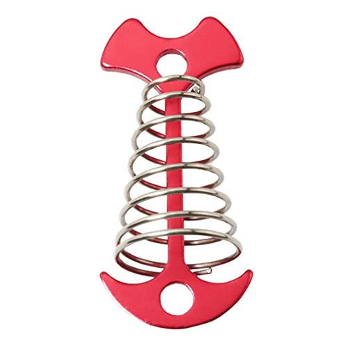 CSNSD Guyline Cord Adjuster 6PCS 3 Inches Red Adjustable Spiral Shaped Spring Fishbone Deck Anchor Tent Pegs Rope Tensioner Rope Buckle Tent Hooks Board Pegs for Camping Hiking Equipment