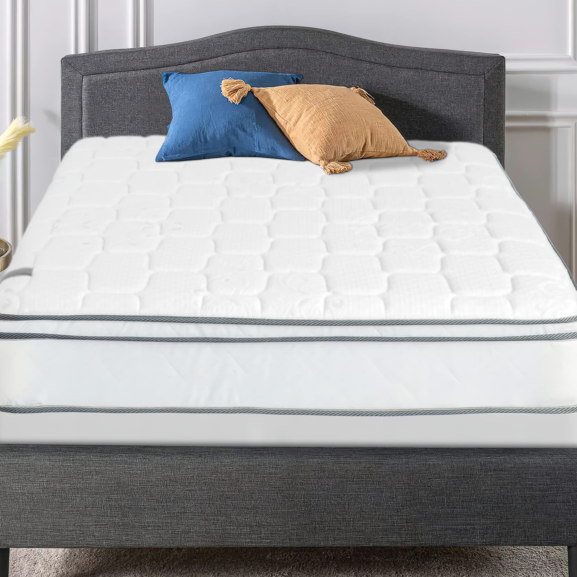 Nutan 10-Inch " Eurotop Innerspring Mattress And 8-Inch Wood Boxspring/Foundation Set Full XL