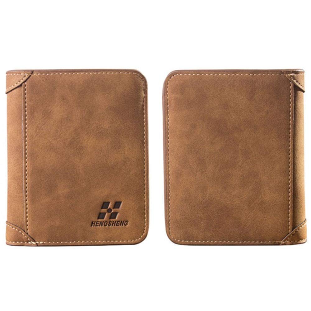Cthery Mens Luxury Slim Leather Wallet Credit Card Holder Purse Clutch Boys Money Clip Coin Case Pockets (Coffee), 12*9.8*2cm
